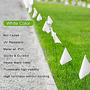 Zozen 100Pack Marking Flags, White Marker Flags - 15x4x5in, Lawn Flags, Landscape Flgs, Marker Flags for Lawn, Survey Flags, Irrigation Flags, Match with for Distance Measuring Wheel.