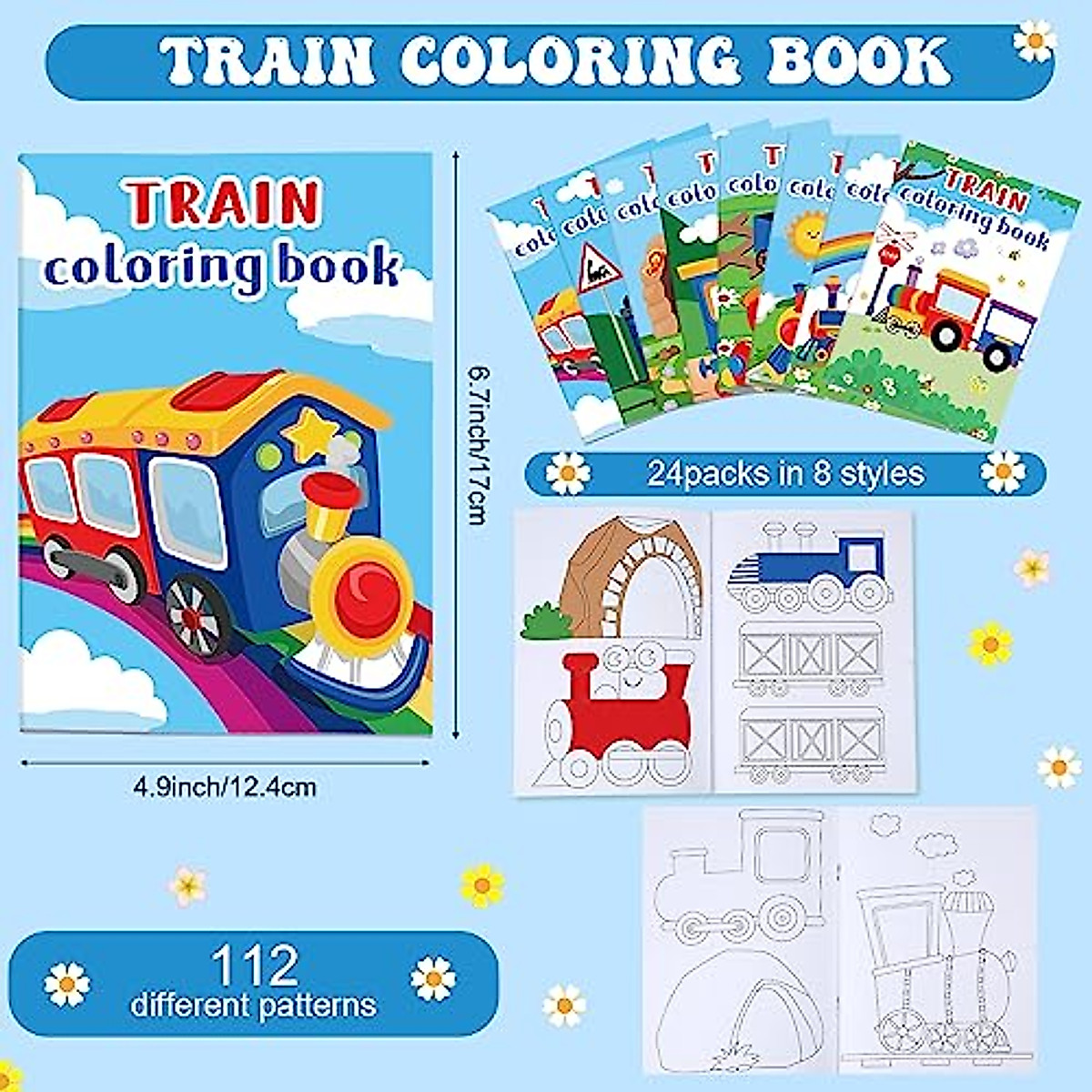 Faccito 24 Pcs Train Coloring Books Bulk Party Favors Trains Mini DIY Art Drawing Book, Drawing DIY Art Painting Color Booklet Goody Bags Fillers Games Party Favors