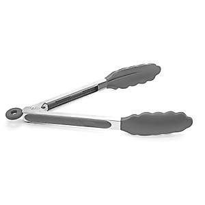 Gourmet By Starfrit 080307-006-0000 Silicone Tongs Utensils, NORMAL, Gray