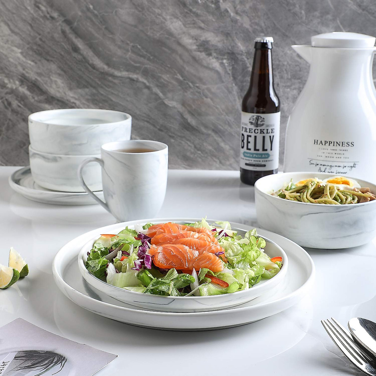 Stone Lain Brighton 16-Piece Dinnerware Set Porcelain, Gray