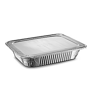 [30 Pack - 9"x13" Combo] Basix Disposable Aluminum Foil Meal Prep Cookware Half Size Containers With Foil Lids, Oven, Toaster, Grill, Cooking, Roasting, Broiling, Baking, Event, Take Out, Restaurant
