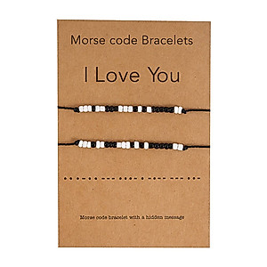 YALLNASL Morse Code Bracelets for Women Men I Love You Gifts for Him Her Matching Relationship Bracelet for Couples Beads Bracelets Set for Boyfriend Husband and Girlfriend Wife