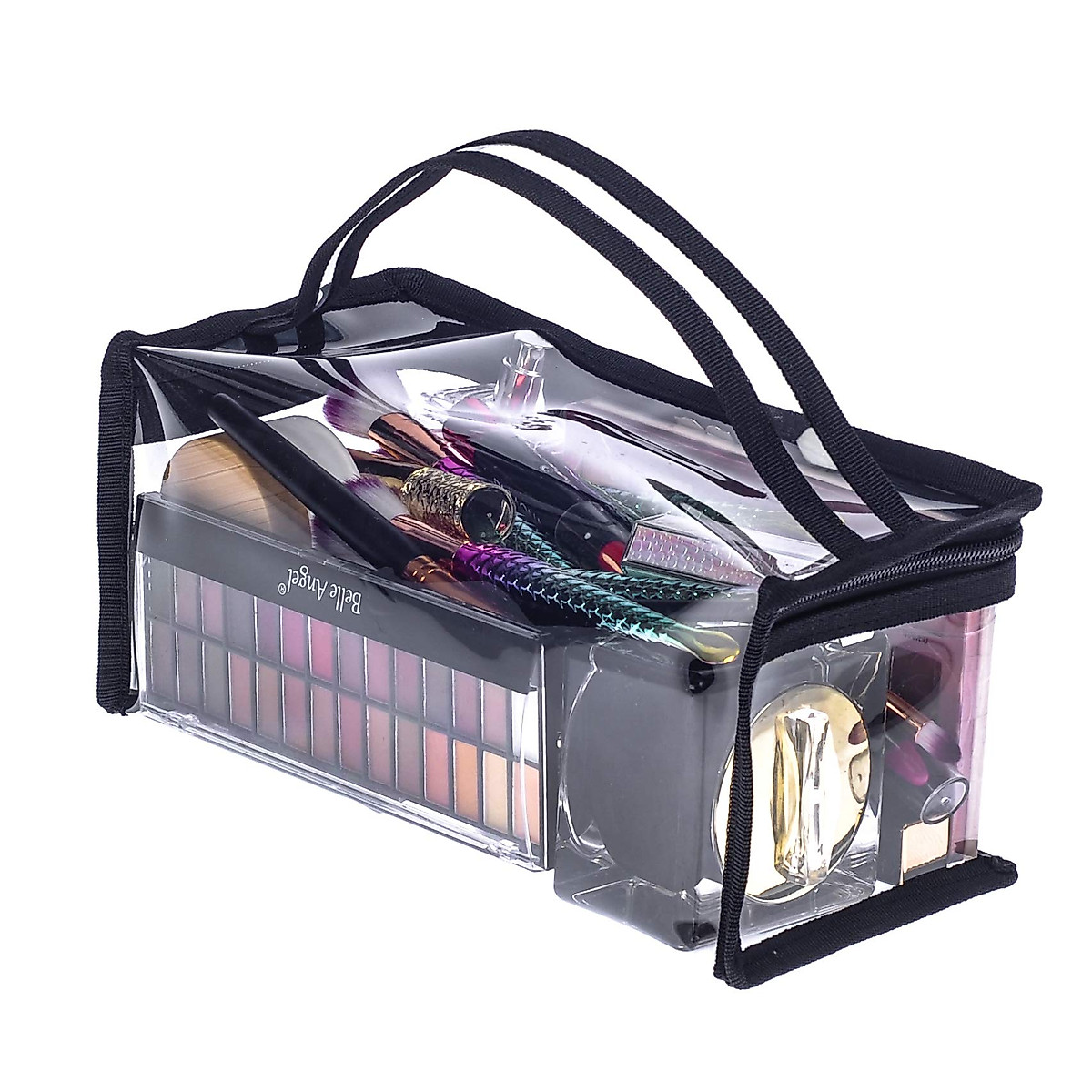 Jula Vance Small Rectangular Clear PVC Makeup Bag Make Up Artist Tool Organizer Pouch Bag Transparent Vinyl Cosmetic Bag Actor Bag with Handle