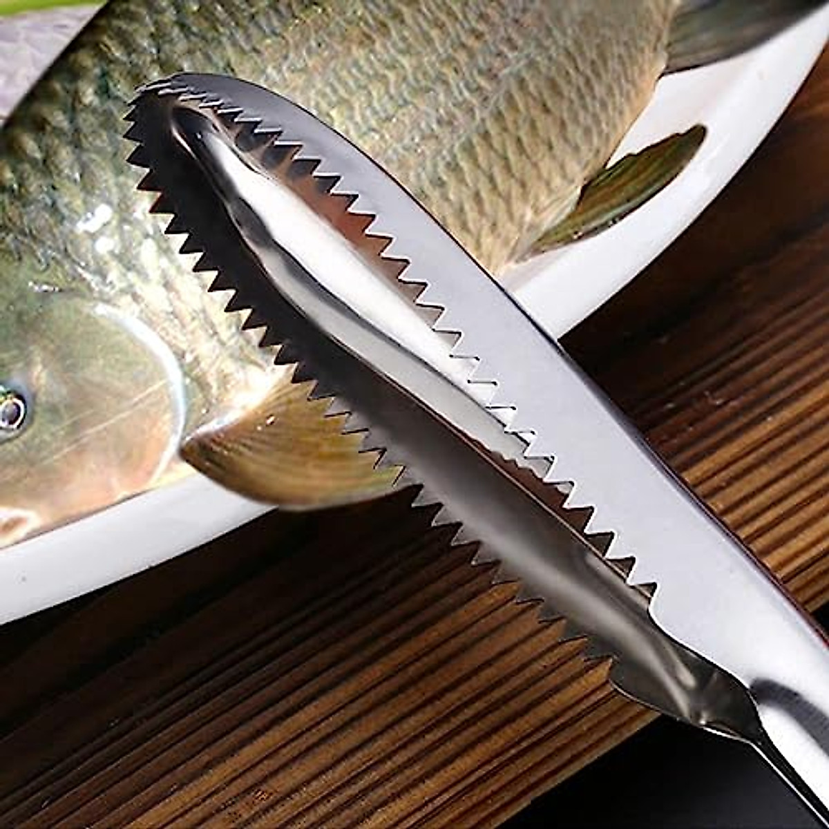 Fish Scaler Manual Stainless Steel Fish Skin Brush Scraping Fishing Scale Brush Graters Fast Remove Fish Cleaning Peeler Fish Scalers Sawtooth Fish Descaler Tool for Family Kitchen, Seafood Markets