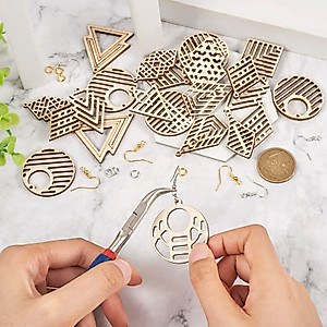 Beadthoven Wooden Earring Making Kit for Adults 12 Styles Hollow Filigree Wood Pendants Geometric Dangle Earrings Unfinished Wooden Charms with Earring Hooks and Jump Rings for Jewelry Making 148pcs