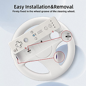 Xahpower Steering Wheel for Nintendo Wii and Wii U Remote Controller, 2 Pack Racing Wheels Games Accessories for Mario Kart (White)