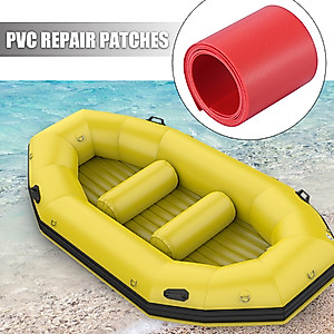 X AUTOHAUX 2pcs 5x100cm Kayak Repair Patches PVC Inflatable Repair Rafts Waterproof Boat Repair Patches for Inflatable Boats Rubber Boats Canoe Red