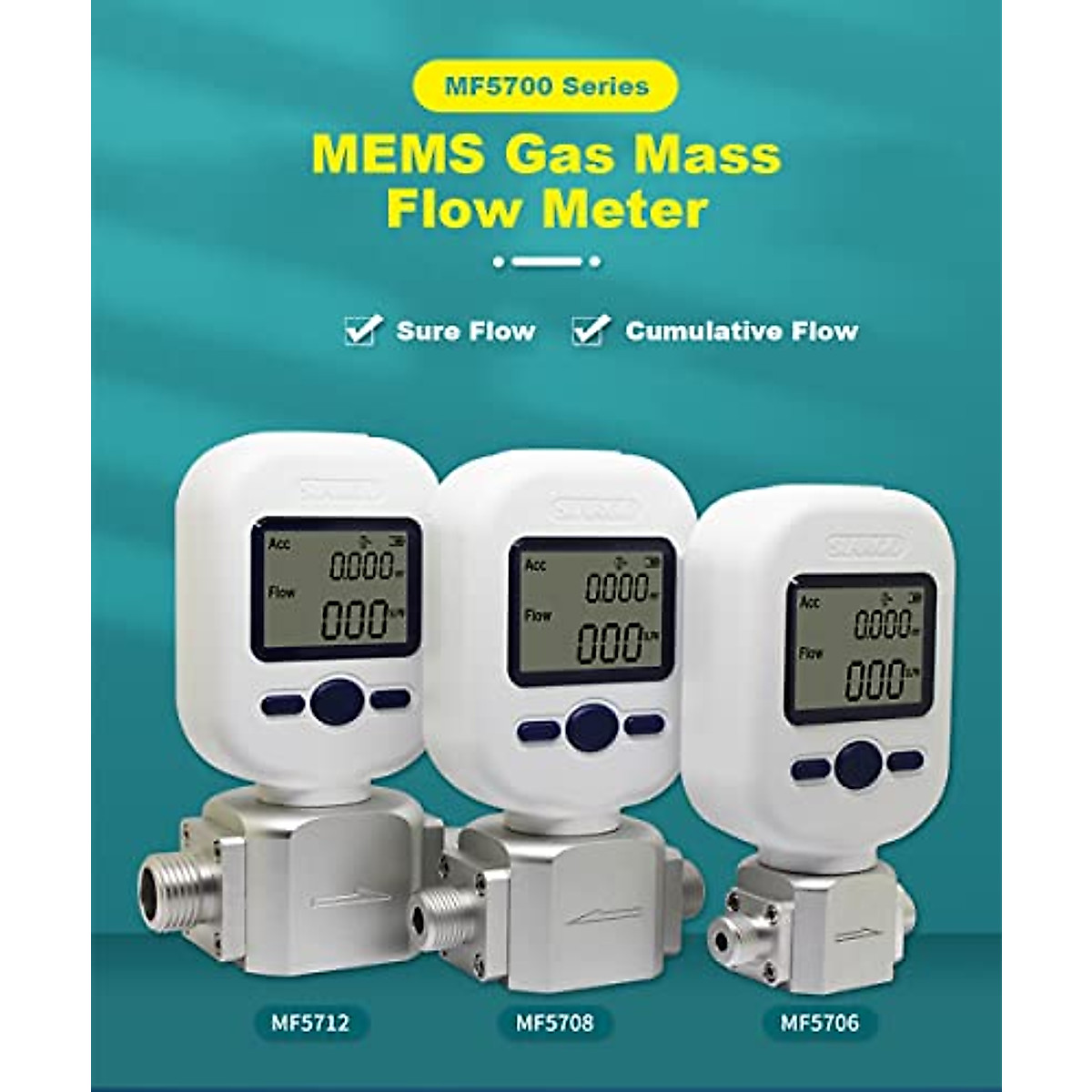 cjc Digital Gas Flow Meter Tester, Portable Gas Mass Air Nitrogen Oxygen Flow Rate Meter (MF5712 (0-250L/min))