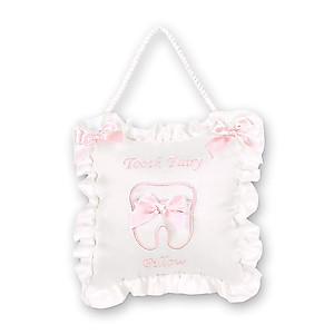 Bearington Le Petite Girls Pink Tooth Pillow, 7.5" x 7.5 "