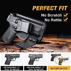 IWB Kydex Holsters Compatible with Smith and Wesson M&P Shield 9mm/.40, Inside Waistband Concealed Carry S&W Shield IWB Holster, Adj. Retention, RH