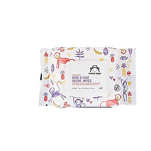 Amazon Brand - Mama Bear Saline Nose and Face Baby Wipes, Hypoallergenic, Unscented, 180 Count (6 Packs of 30)