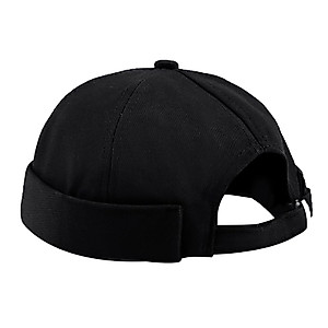 Umeepar Unisex Cotton Docker Hat Cap Cuffed Beanie Hat Harbour Sailor Summer Hat for Men Women (Black)