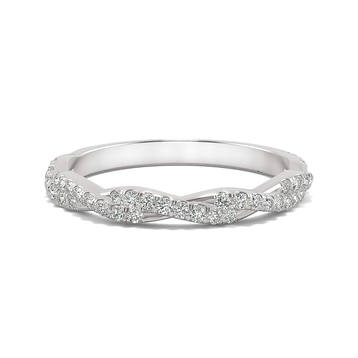 Charles & Colvard 14K White Gold Moissanite Twisted Wedding Band-size 7 0.32cttw DEW by Charles & Colvard