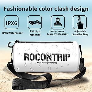 ROCONTRIP Crossbody Dry Bags IPX6 Lightweight Waterproof Bag Portable Swimming Bag Travel Waterproof Dry Bag for Fishing Snorkeling Diving Boating Kayaking Hiking（White）