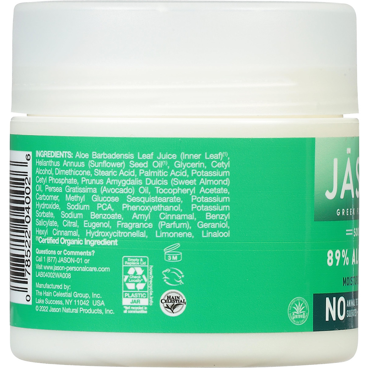 Jason Soothing 89% Aloe Vera Moisturizing Creme 4 oz