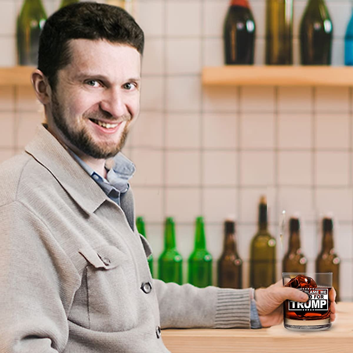 Don’t Blame Me, I Voted for Trump-Funny Whiskey Bourbon Scotch Glass 11oz- Great Gift for Dad, Mom, GOP, Conservative, Political Collector, Rocks Glass- USA Made.