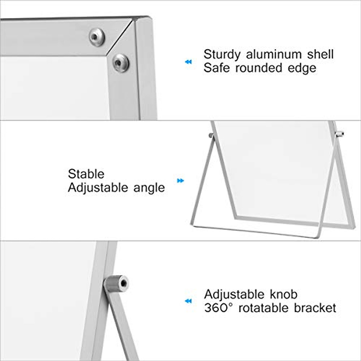 STOBOK Magnetic Dry Erase Board with Stand for Desktop, Double Sided White Board Planner Reminder for School Office 14 x 11 inches