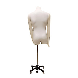 40" Chest Waist HIPS Male Mannequin Dress Form + PINNABLE ARMS Cream