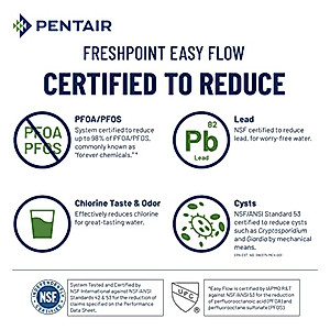 Pentair FreshPoint Replacement Cartridge for Easy Flow Undersink Water Filtration System, PFAS Water Filter, NSF Certified to Reduce PFOA/PFOS, Lasts Up to 1 Year or 3,000 Gallons