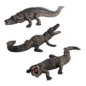 Warmtree Simulated Crocodiles Model Realistic Alligator Figurines Plastic Crocodile Action Figure, Set of 3