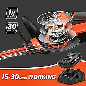 Hedge Trimmer Maxlander Hedge Trimmer Cordless with 22”Dual-Action Blade, Electric Hedge Trimmer Include 20V 2.0Ah Battery and Fast Charger