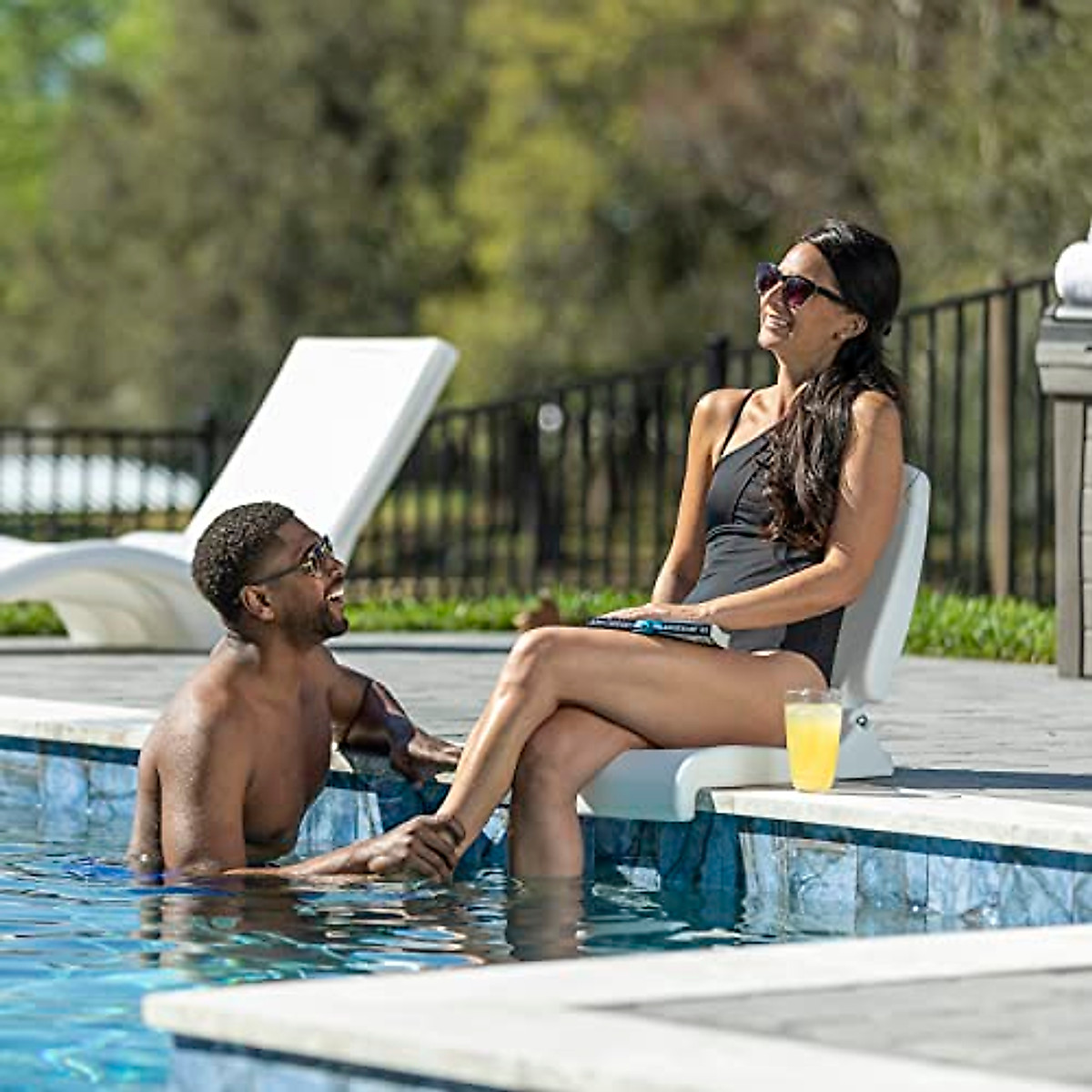 Step2 Flip Seat – White – Foldable, Portable Seat Stays in Place on Edges of Pools, Docks and Tailgates – Ideal for Pool Edge, Beach, Tailgating, Camping, Back Support While Sitting on Floor and More