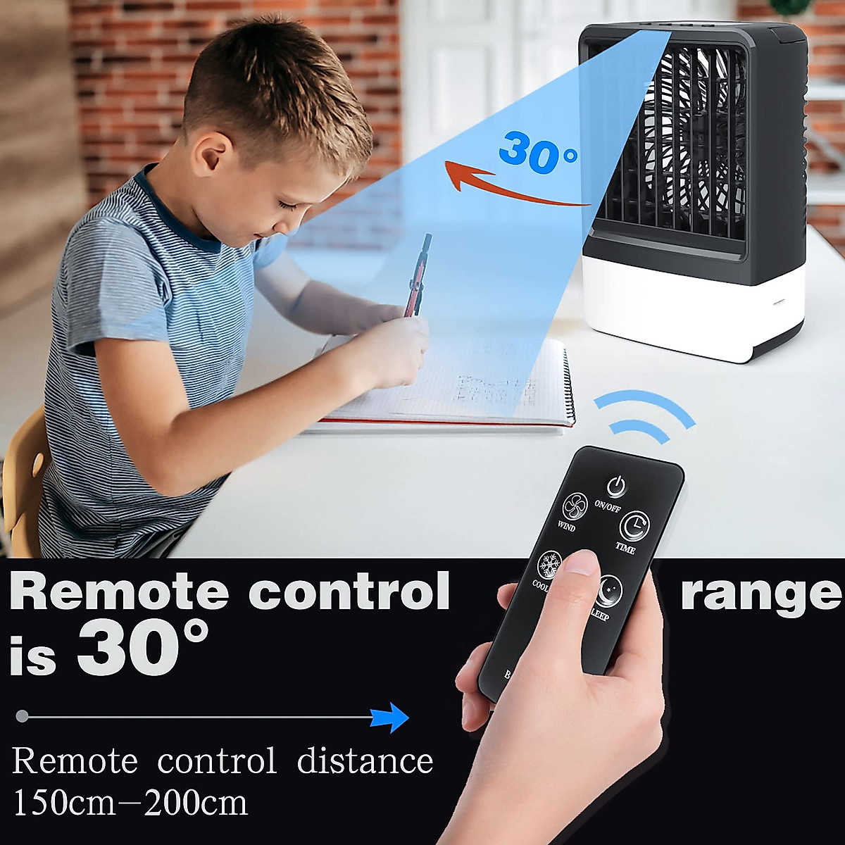 Air Conditioner Unit Portable, Kedoxi Cordless Mobile Air Conditioning Units Table Fan Air Cooler, 7 Colour Cooling Fan for Home Office Outdoor, 4 in 1 Humidifier, Fans, Air Con with Timer