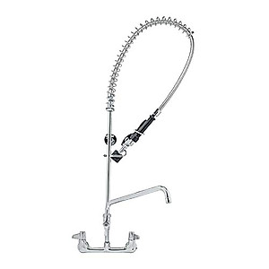 T&S Brass 5PR-8W12-C 8" Wall Mount Low Flow Pre-Rinse with 12" Swing Nozzle Add-On Faucet, brass, silver