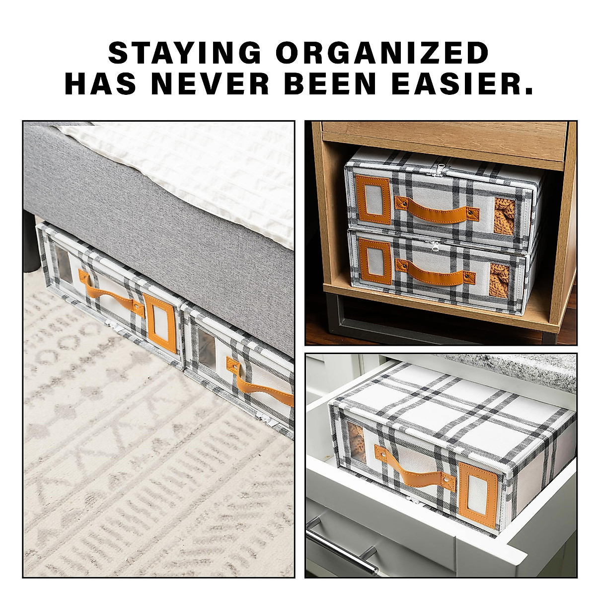 HOME OF DUTTON 4-Pack Bed Sheet Organizers| BoardWalk Storage and Foldable Sheet Organizer for Linen Closets, Clear Window for Label Organization| Organize Sheets, Towels & Pillow Cases