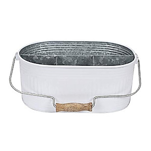 Alpha Living Home Flatware Caddy, Storage Large Kitchen Drawer Organizer, Bathroom Drawer Organizer, Kitchen Drawer Organizer for Large Utensils, Desk Organizer Pen Pencil Holder Storage - White/Gray