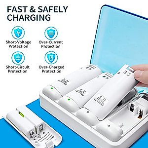 Wii Controller Motion Plus with Nunchuck and Wii Charging Station with 4 Rechargeable Batteries