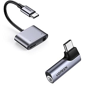 UGREEN USB C to 3.5mm Headphone and Charger Adapter and USB C to 3.5mm Audio Headphone Jack Adapter Bundle