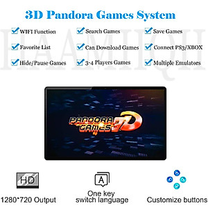 HAAMIIQII Retro Arcade Game Console WiFi, 3D Pandoras Box Built-in 8000 Classic Arcade Games, 1280x720 Full HD Plug and Play Home Video Gaming Machine for TV PC Projector, Up to 4 Players