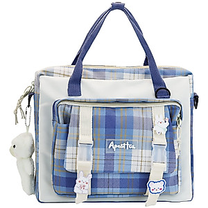 AoMoon Kawaii Backpack Japanese Cute School Bag Ita Bag JK Uniform Bag Aesthetic Backpack with Pin and Cute Accessories for Girls (S-Blue)