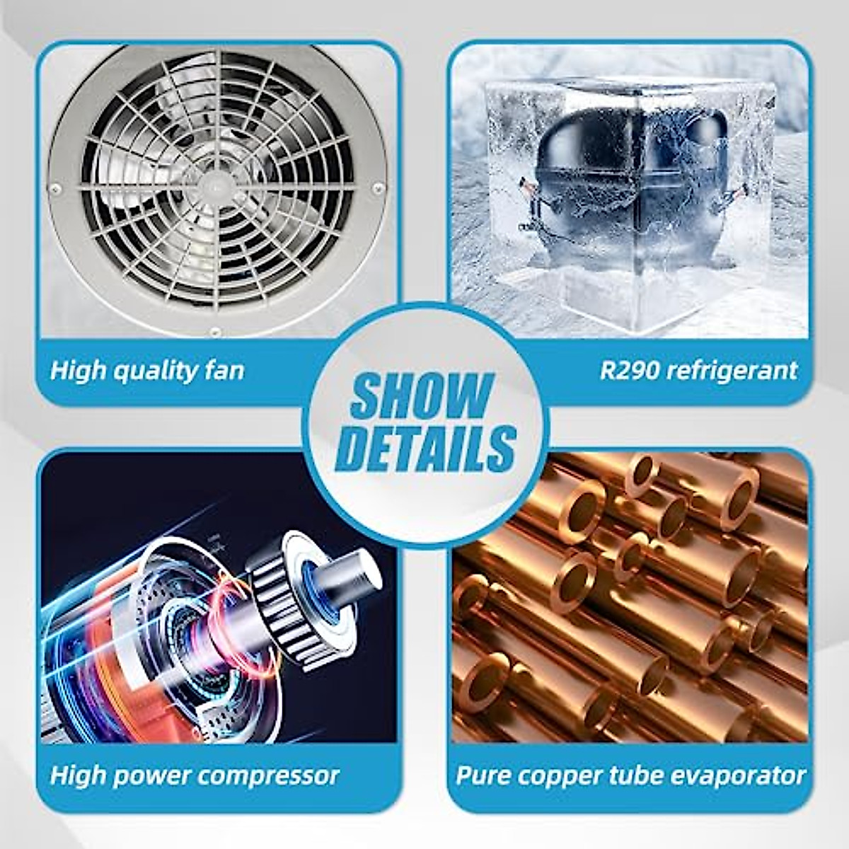 BLUELINETECH 54" W Commercial Refrigerator 2 Solid Door, 47.3 cu. ft Stainless Steel Reach-in Air Cooling Commercial Fridge Cooler for Restuarant ETL