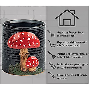 dgudgu Mushroom Kitchen Utensil Holder For Countertop Ceramic Utensil Holder For Kitchen Counter Large Cooking Utensil Utensil Crock Holder Spatula Holder Utensil Organizer For Countertop