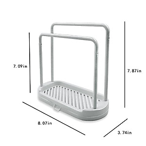 BEINME Sponge Holder with Drain Pan, Kitchen Sink Caddy Organizer for ,Sponge Brush Soap Dishcloth Rack Kitchen Sink Caddy Organizer for Sponge Brush Soap Dishcloth Rack, Small Grey