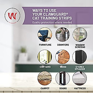 CLAWGUARD Cat Repellant Tape 20 Pre-Cut Strips - Cat Scratch Furniture Protector - Cat Deterrent Tape - Cat Anti Scratch Shields - Cat Scratch Sofa Protection - Sofa Drapes Screens and More