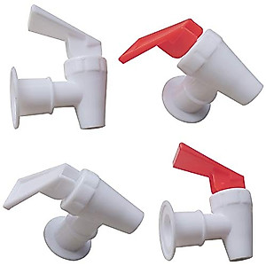 Replacement Cooler Faucet - 2 White and 2 Red Water Dispenser Tap Set - Internal Thread Plastic Spigot.