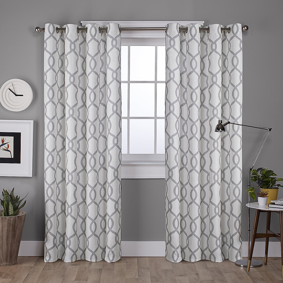 Exclusive Home Curtains Kochi Light Filtering Linen Blend Grommet Top Curtain Panel Pair, 54"x108", Dove Grey, 2 Piece