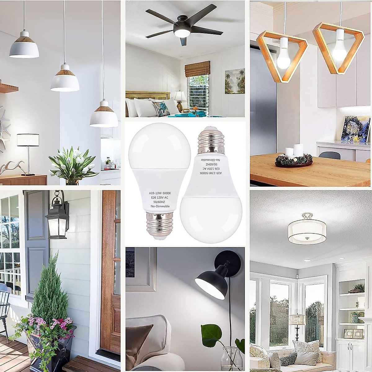 A19 LED Light Bulb,120 Watt Equivalent LED Bulbs, Daylight White 5000K, 1600 Lumens, E26 Standard Base, Non-Dimmable, 13W Bright LED Bulbs, Frosted,4 Count (Pack of 1)