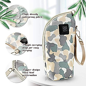 Hohean 2 Pieces Portable Car Travel Bottle Warmer USB Milk Heat Keeper Baby Bottle Warmer with 2 Pieces USB Data Cables Infant Bottle for Indoor, Outdoor, Traveling, Driving (Vivid Style)