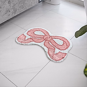 Luxape Bow Rug - Bow Shaped Rug - Handmade & Premium- 30in (75cm) - Uno Reverse Rug - Designer Rugs - Aesthetic Room Decor - Cute Room Decor Coquette bathmat Rug