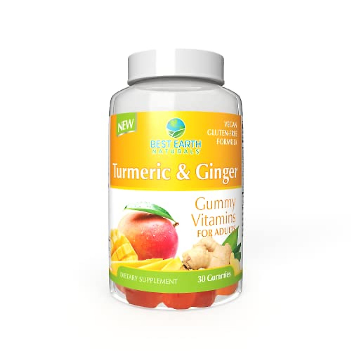 Best Earth Naturals Turmeric & Ginger Gummy Vitamins for Adults - Vegan Gummies with 95% Standardized Curcuminoids for Joint & Antioxidant Support, 30 Count