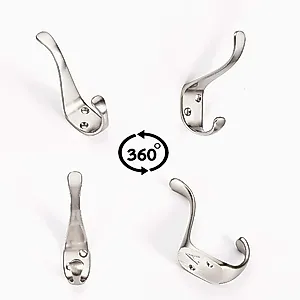 Ambipolar 10 Pack Wall Mounted Elegant Decorative Heavy Duty Double Coat Hooks, with Screws, Brushed Nickel (6635BSN-T500)