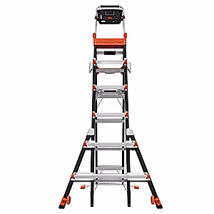Little Giant Ladders, Select Step, 6 to 10 ft, Adjustable Step Ladder, Fiberglass, Type IAA, 375 lbs weight rating, (15131-001)