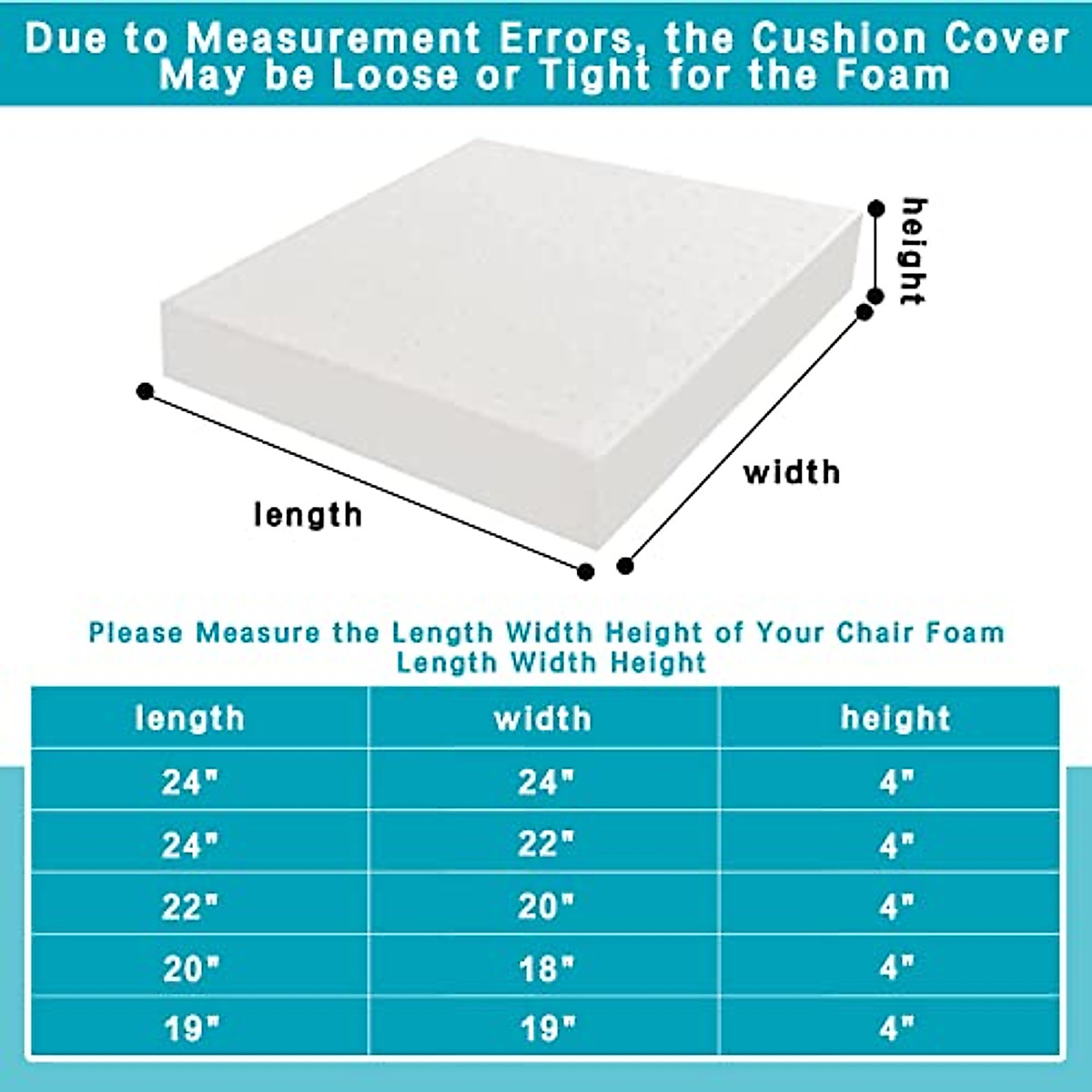 idee-home Patio Cushion Covers Replacement, Outdoor Cushion Slipcovers, Waterproof Chair Seat Cover for Sofa Couch Furniture Outside Zipper Design, 6 Set 22 Inchx 24 Inch Peacock Blue