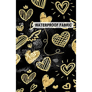 Outdoor Pillows Waterproof Pillow Covers Set of 2, Lovely Hearts Happy Valentines Day Black Polyester Throw Pillow Covers Garden Cushion Case for Patio Funiture Sofa Decoration 18x18inch,