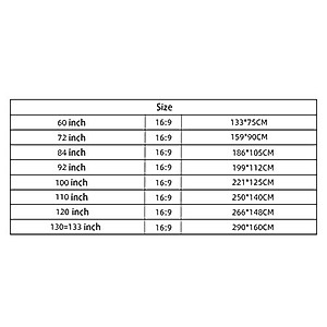 OCUhome 120 Inch Projection Screen, 60/72/84/92/100/110/120/130 inch 16:9 Anti-Light Folding Projection Video Screen 07