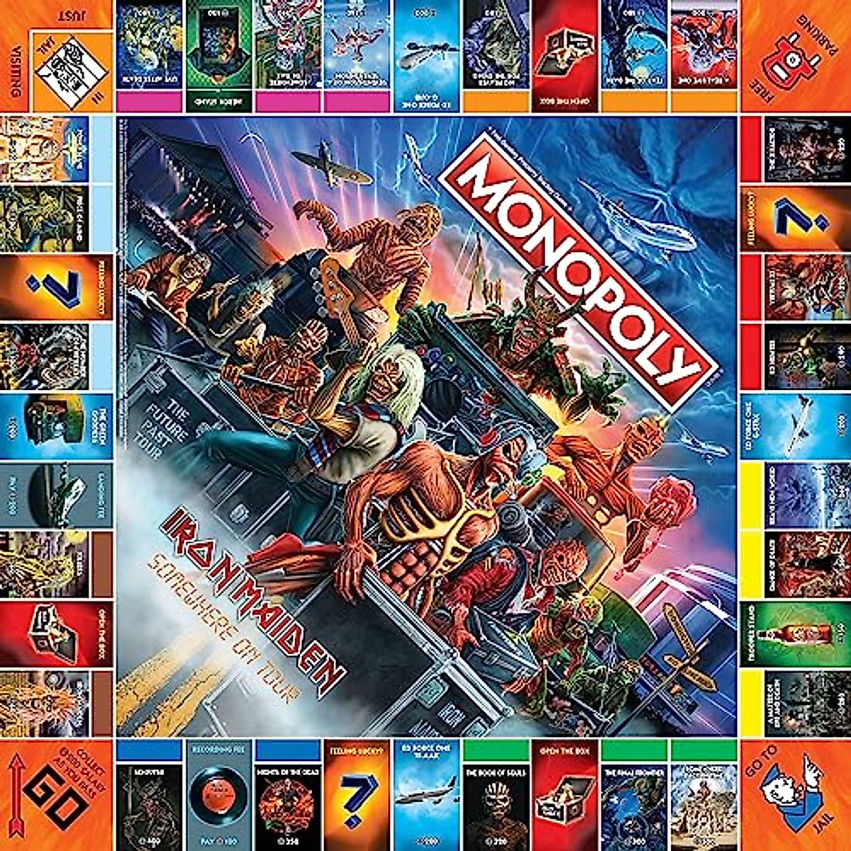 Monopoly Iron Maiden | Play as Bruce’s Lantern, Guitar Amp Stack, Nicko’s Drum Kit, and More | Officially Licensed Collectible Game Honoring British Classic Heavy Metal Icons
